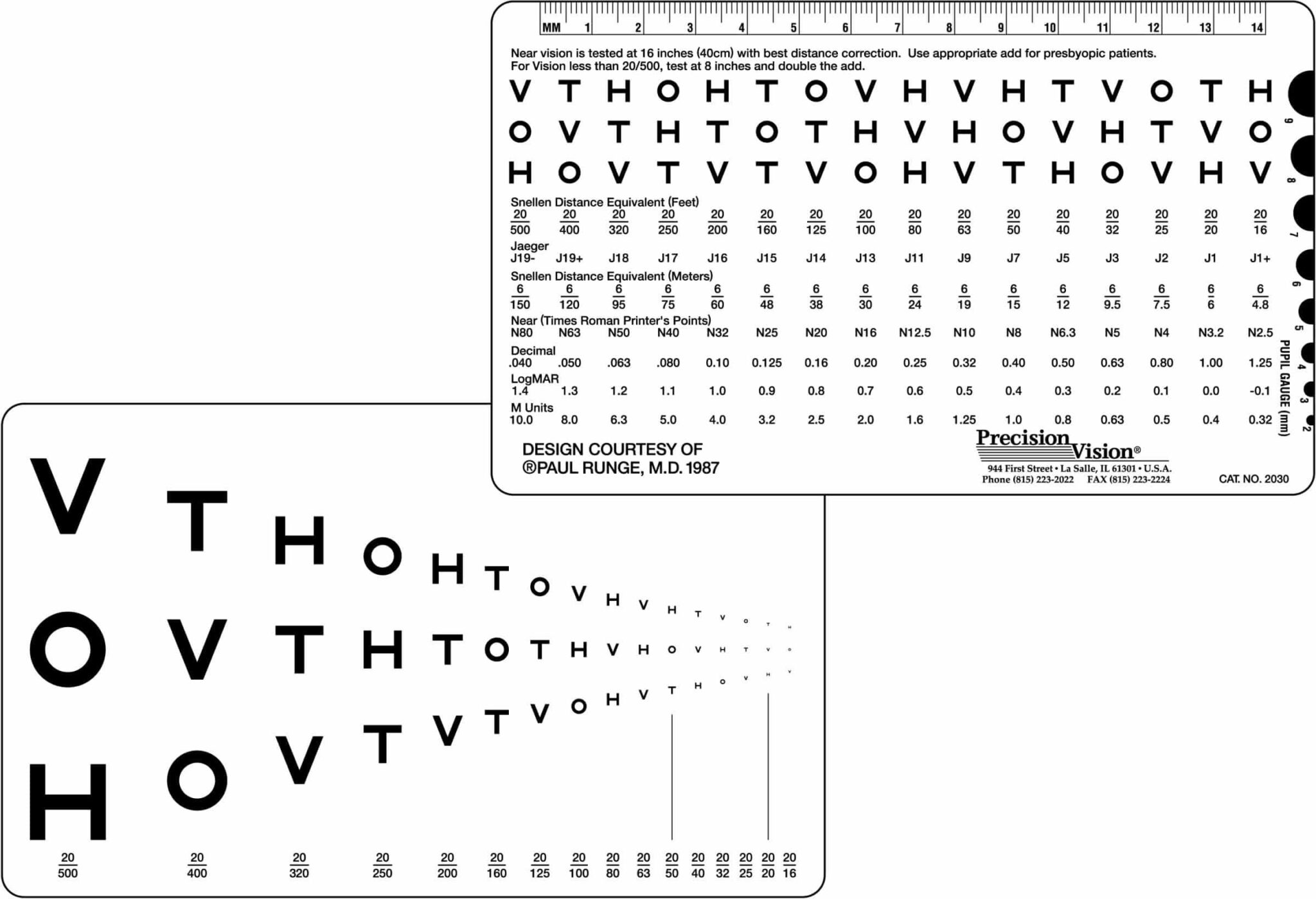 HOTV Runge Pocket Near Vision Test Card - Precision Vision
