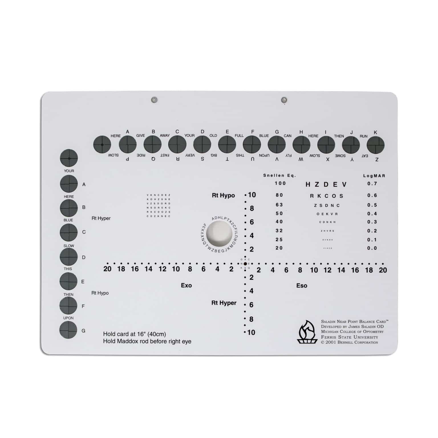The Saladin Near Point Balance Card™ - Precision Vision