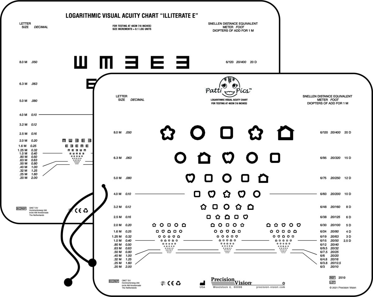 Patti Pics & Tumbling E Near Vision Chart - Precision Vision