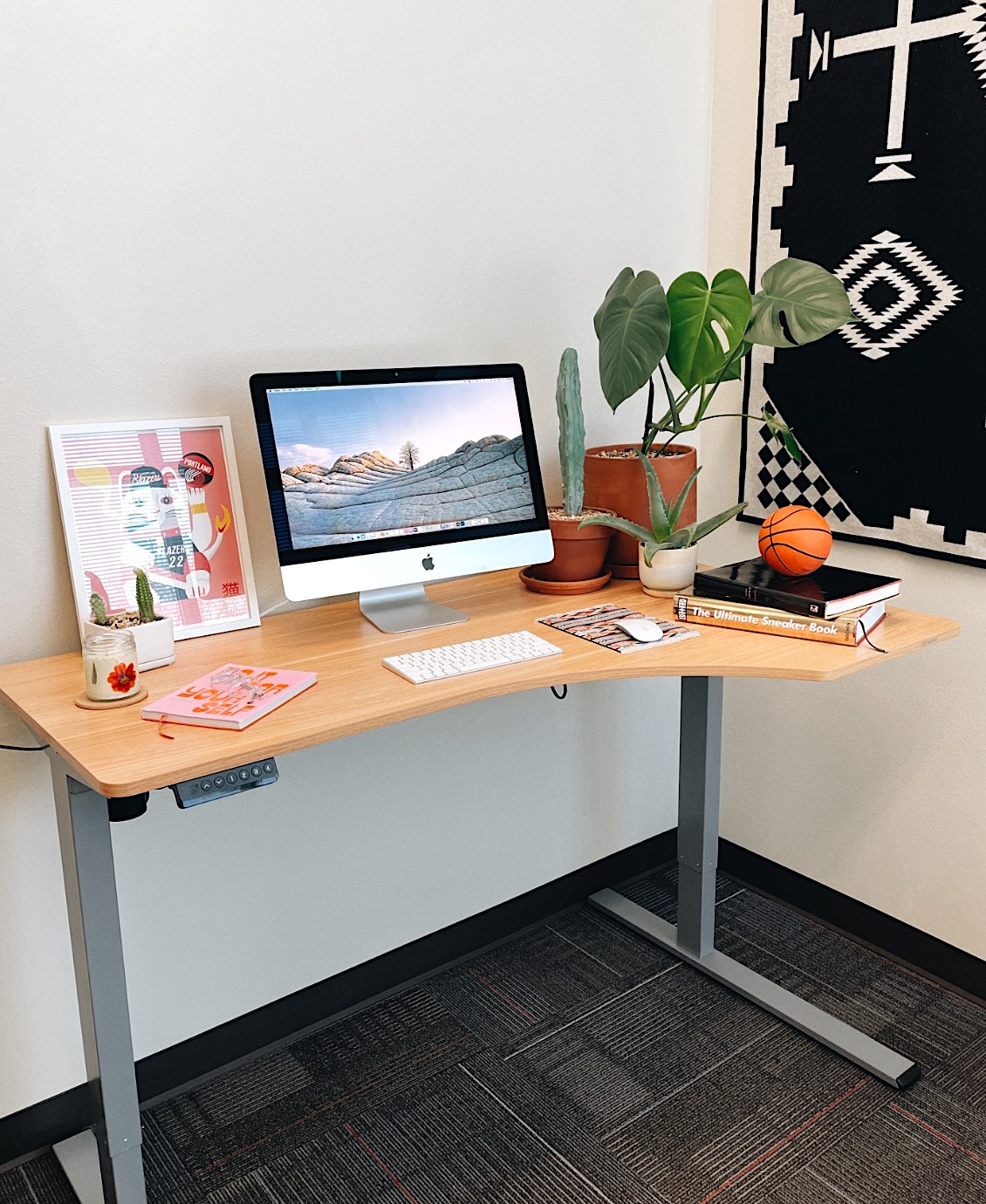 FLEXISPOT EF1L L-Shaped Height Adjustable Standing Desk, Natural Top ...