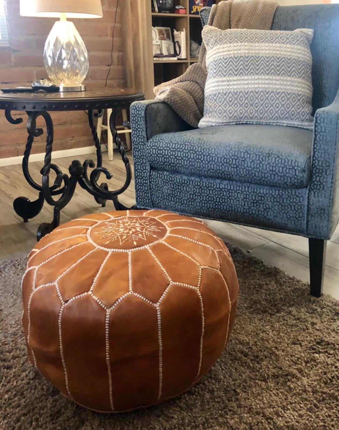 Moroccan Poufs Leather Pouf Handmade Moroccan Ottoman – REAL DECORS