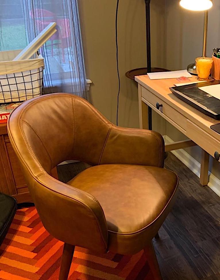 Rivet Mid-Century Bonded Leather Swivel Chair – REAL DECORS