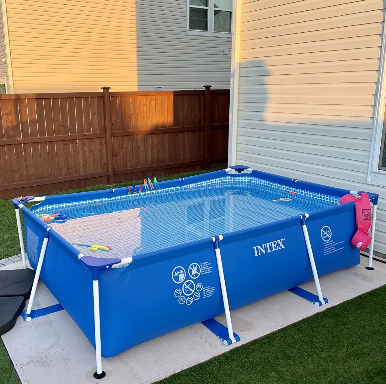 Intex Rectangular Frame Above Ground Outdoor Backyard Swimming Pool ...