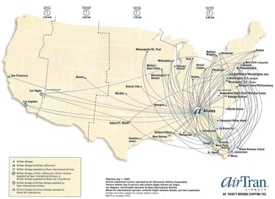 Air Tran and ValuJet Timetables and Route Maps - The Airchive 2.0