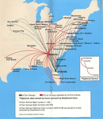 Air Tran and ValuJet Timetables and Route Maps - The Airchive 2.0