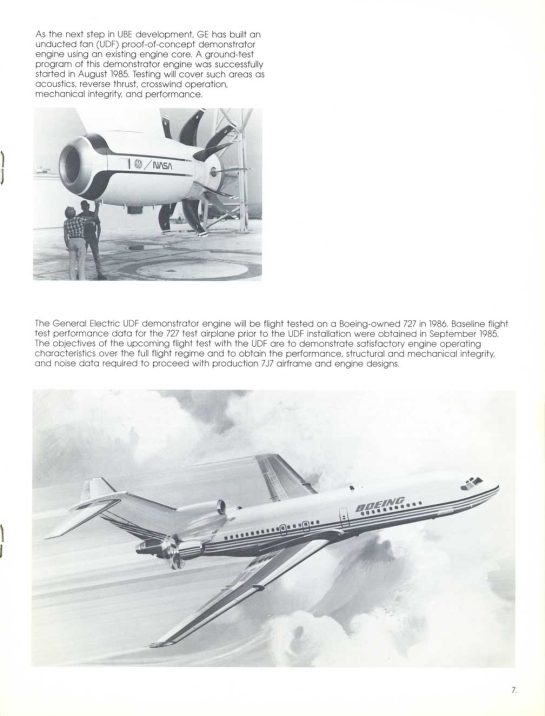 Boeing The 7J7 Open Rotor Program Brochure May 1986 from La Jetée Press ...