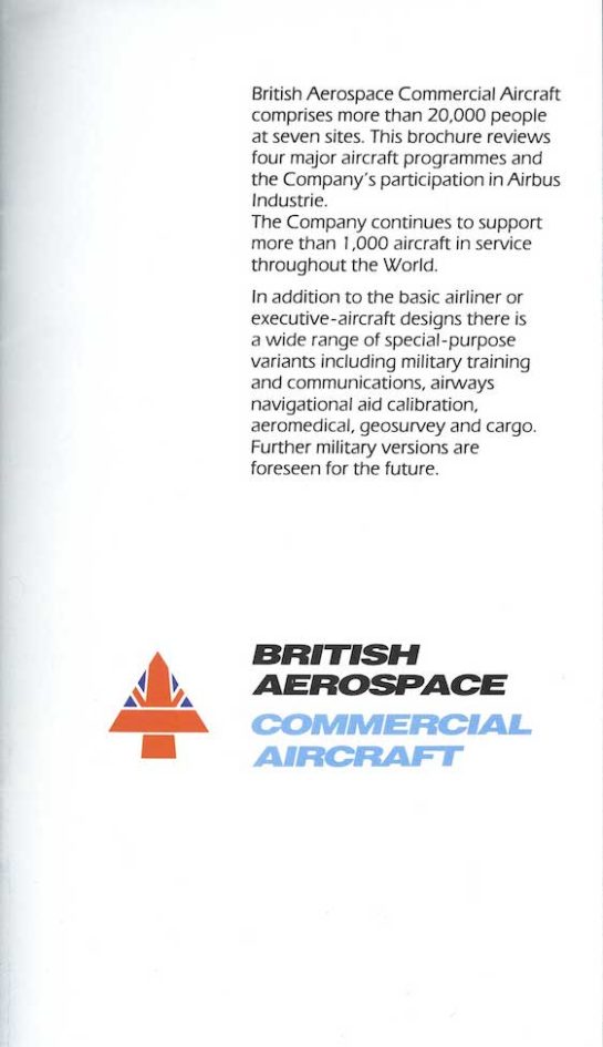 British Aerospace Commercial Aircraft Brochure from La Jetée Press - The Airchive 2.0