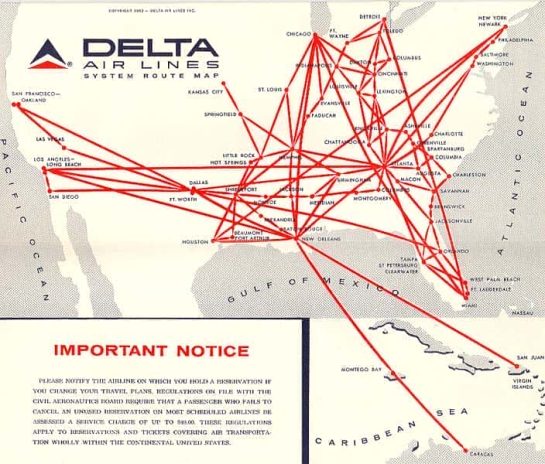 Delta Air Lines Timetables and Route Maps - The Airchive 2.0