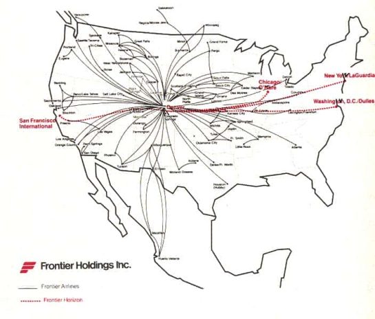 Frontier Airlines Timetables and Route Maps - The Airchive 2.0