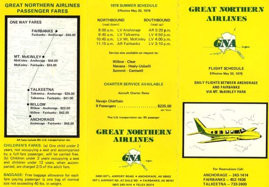 Great Northern Airlines Timetables and Route Maps - The Airchive 2.0