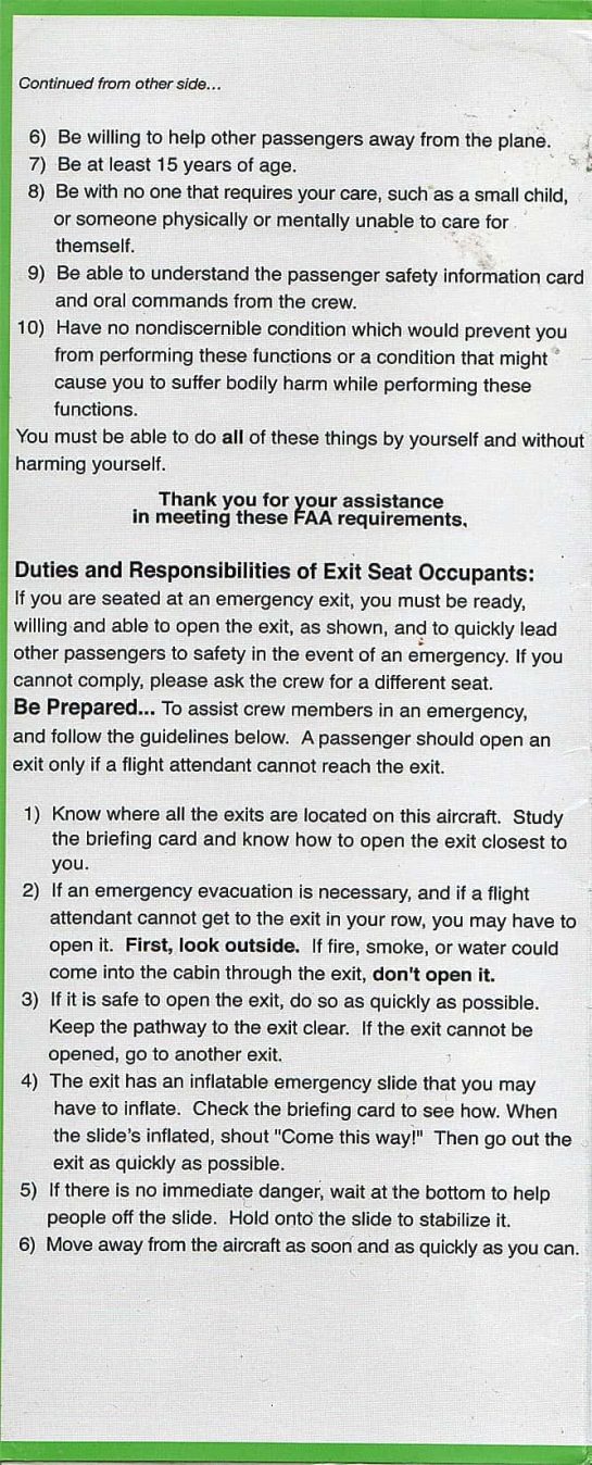 JetBlue Airbus A320 Safety Card 2007 - The Airchive 2.0