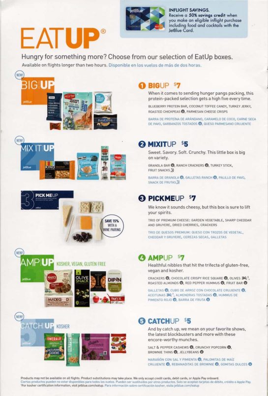 JetBlue Menu September 2017 - The Airchive 2.0