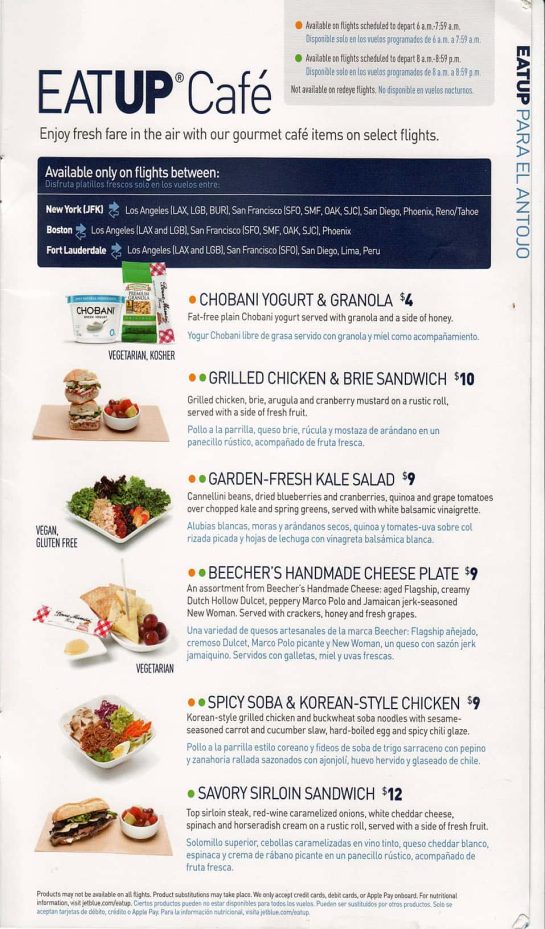 JetBlue Menu September 2017 - The Airchive 2.0