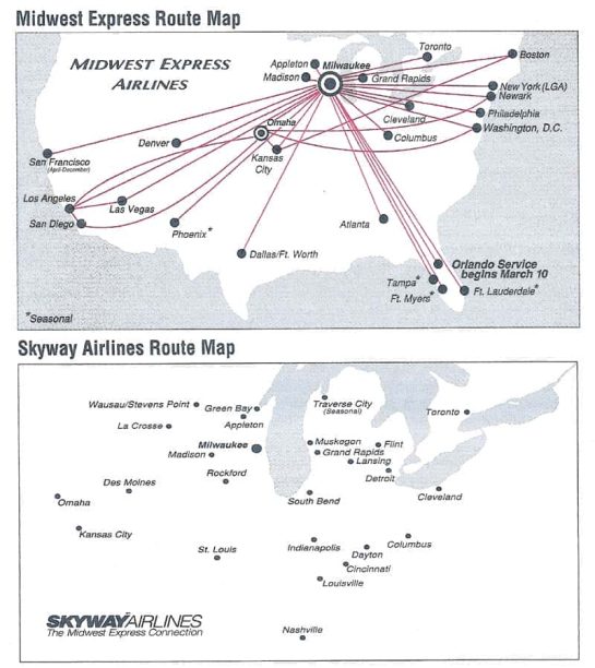 Midwest Express Timetables and Route Maps - The Airchive 2.0