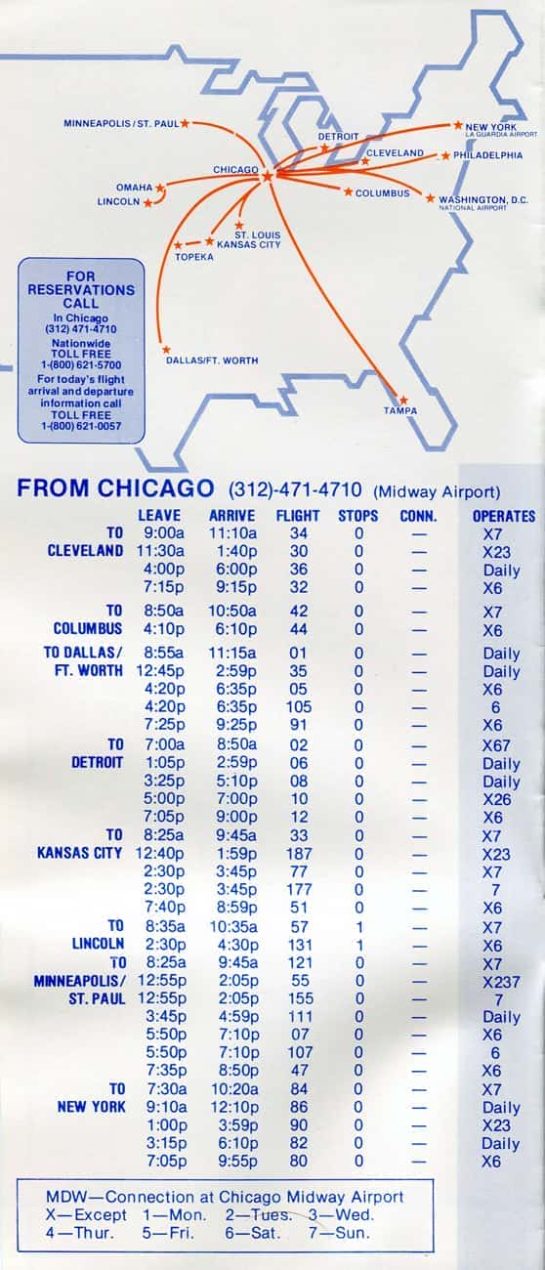 Midway Airlines Timetables and Route Maps - The Airchive 2.0