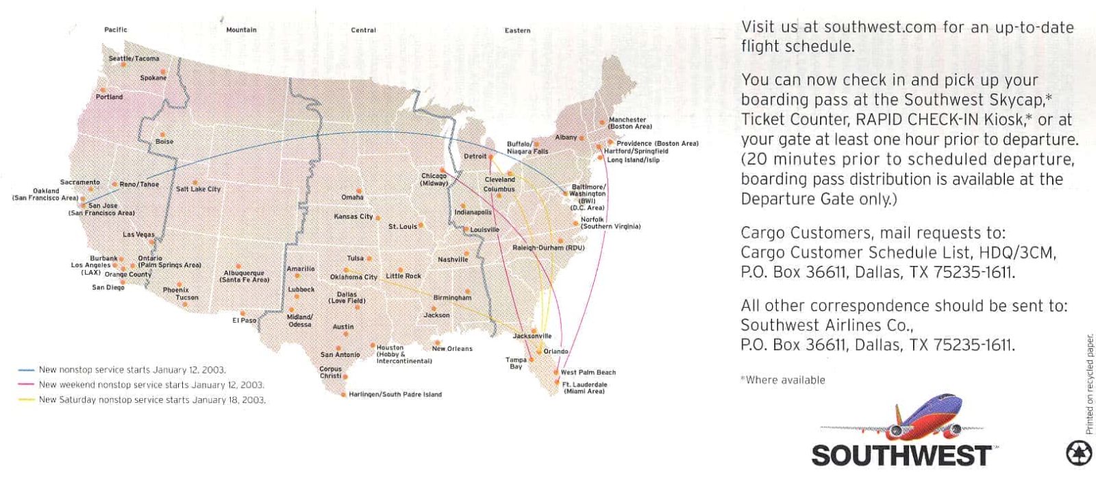 Southwest Airlines Timetables and Route Maps - The Airchive 2.0