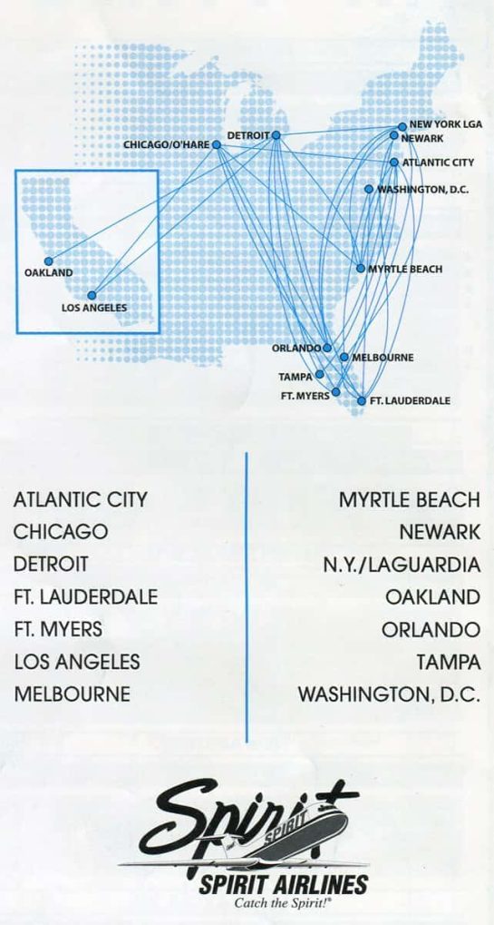 Spirit Airlines Timetables and Route Maps - The Airchive 2.0
