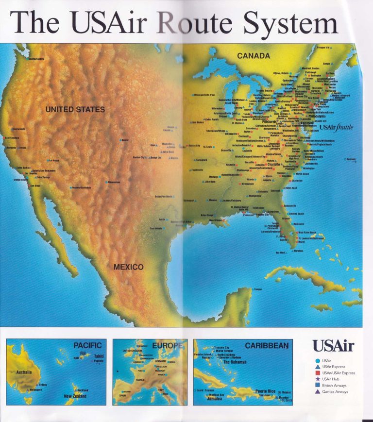 US Airways and USAir and Allegheny Timetables and Route Maps - The ...