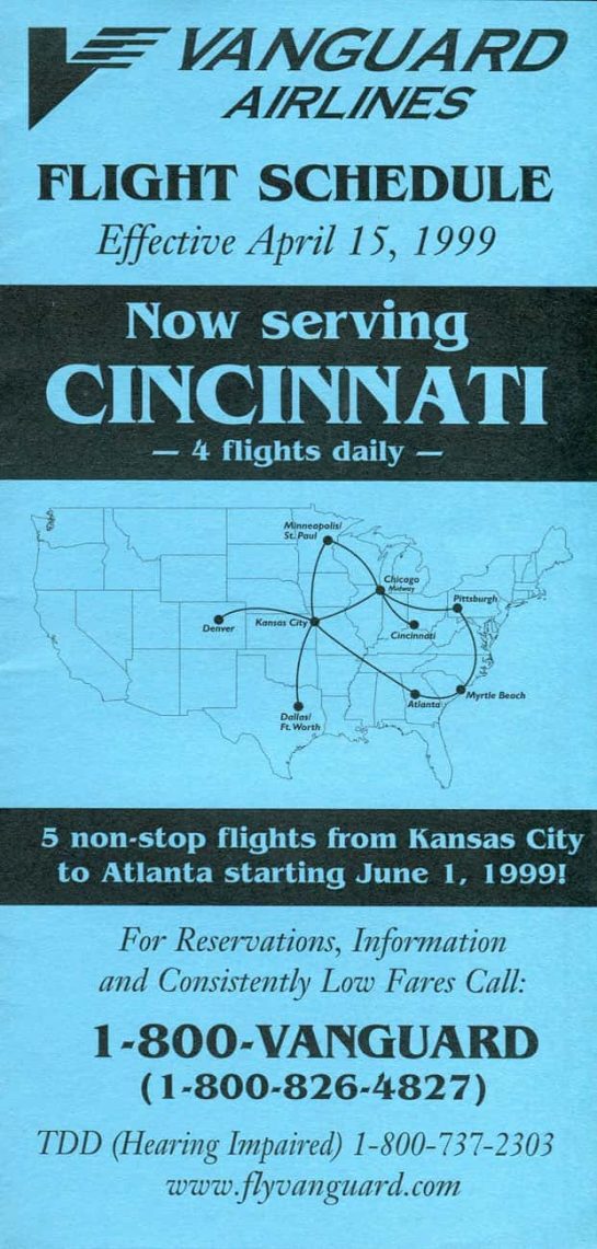 Vanguard Airlines Timetables and Route Maps - The Airchive 2.0