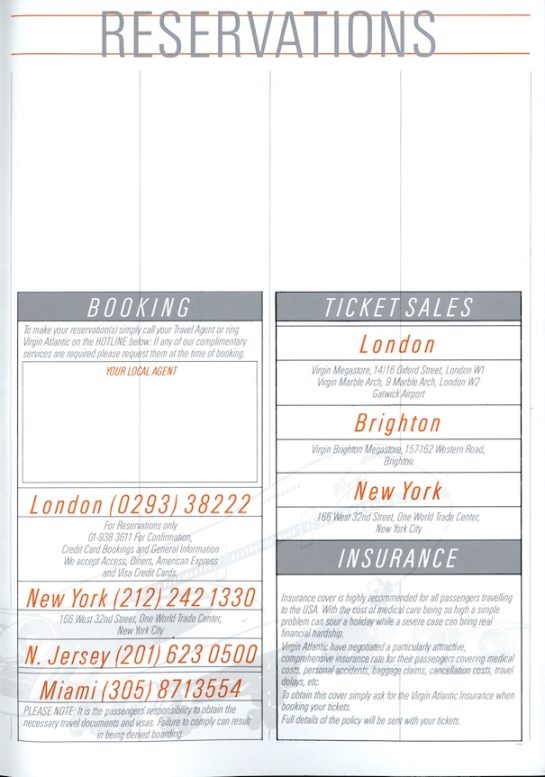 Virgin Atlantic Upper Class Brochure 1986 from La Jetée Press - The ...