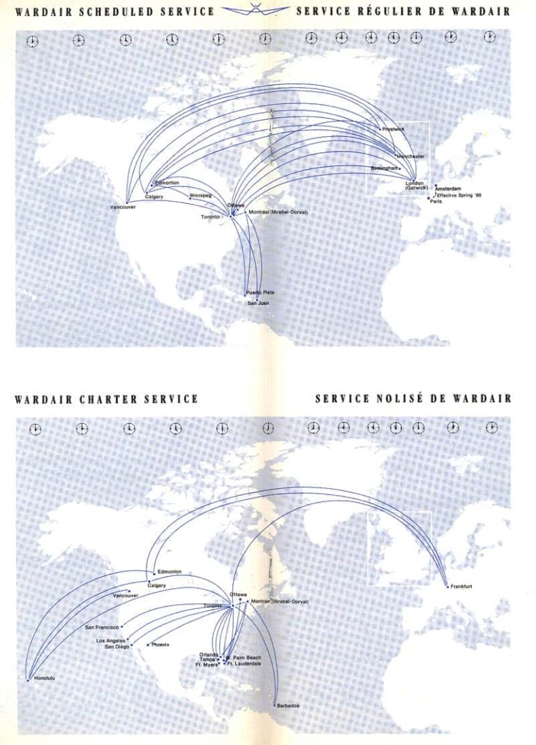 Wardair Timetables and Route Maps - The Airchive 2.0