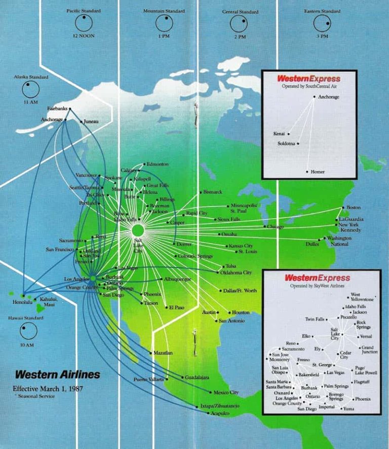 Western Airlines Timetables and Route Maps - The Airchive 2.0