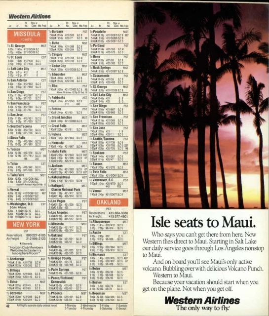 Western Airlines Timetables and Route Maps - The Airchive 2.0