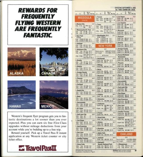 Western Airlines Timetables and Route Maps - The Airchive 2.0