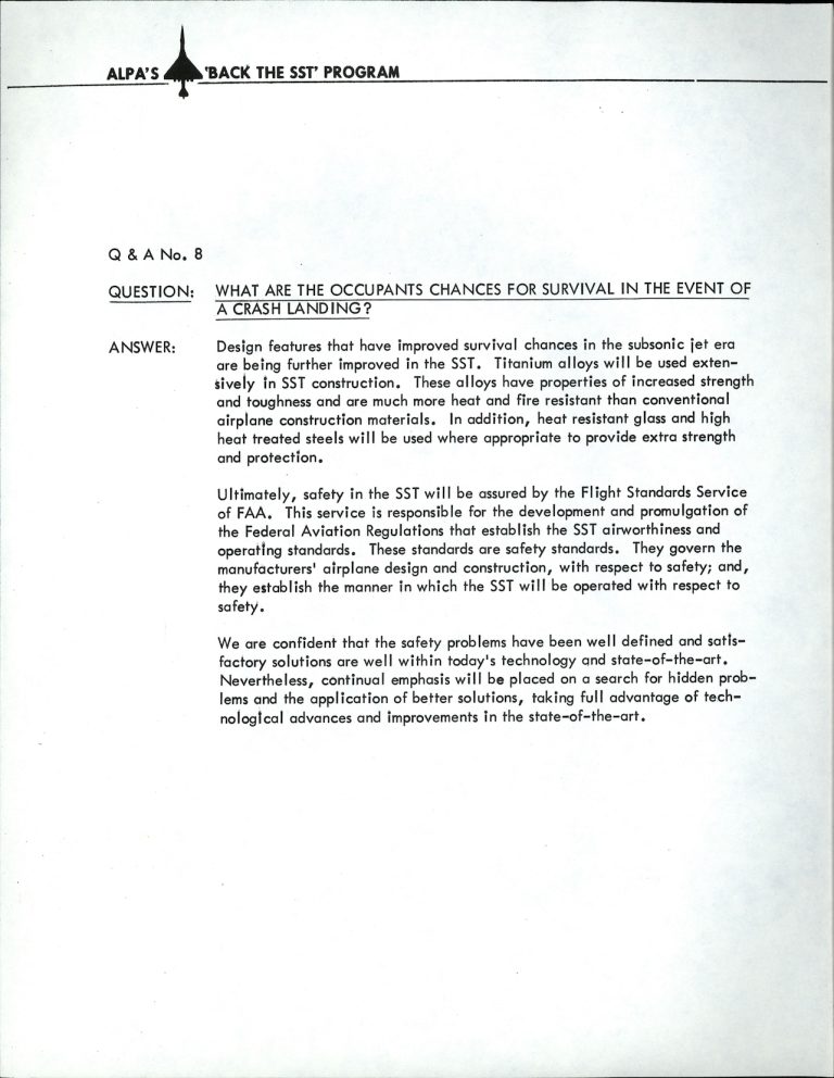 Boeing SST ALPA Position Paper and Articles from La Jetée Press - late ...