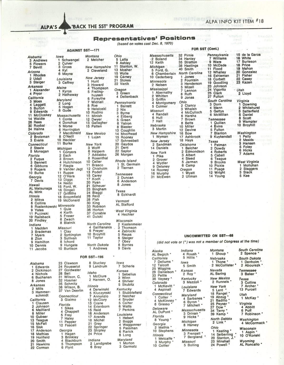 Boeing SST ALPA Position Paper and Articles from La Jetée Press - late ...