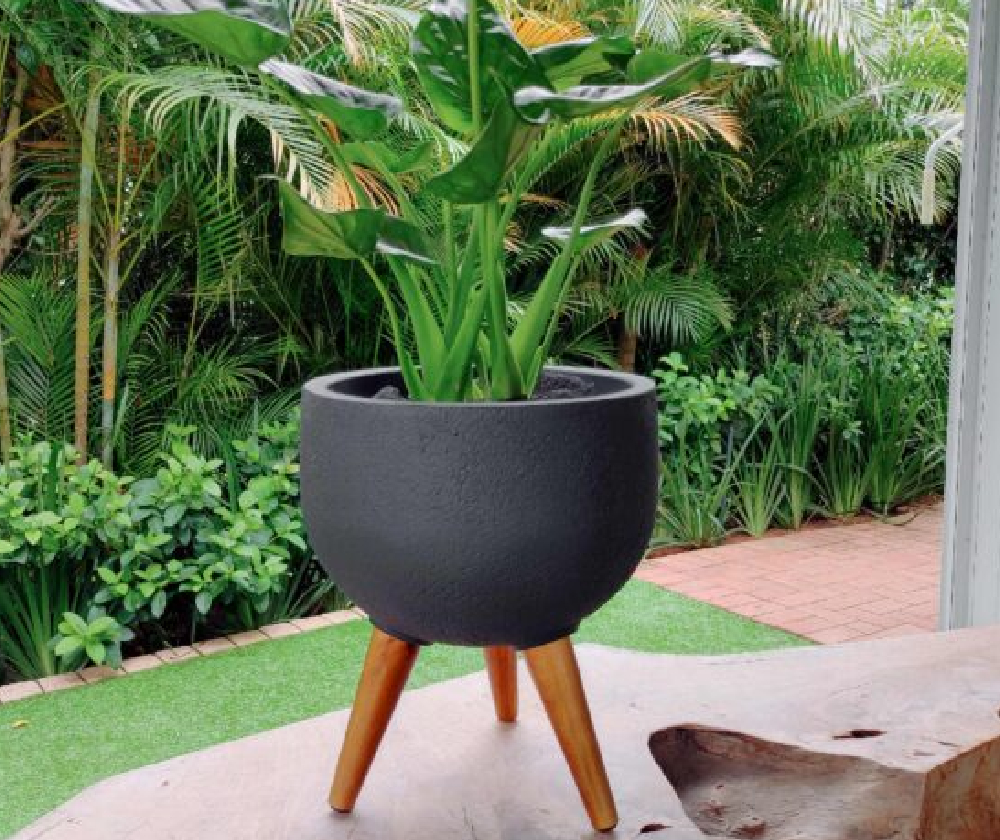 Rustic Round Japi Planter With Stand - Florastyle - SA Decor & Design
