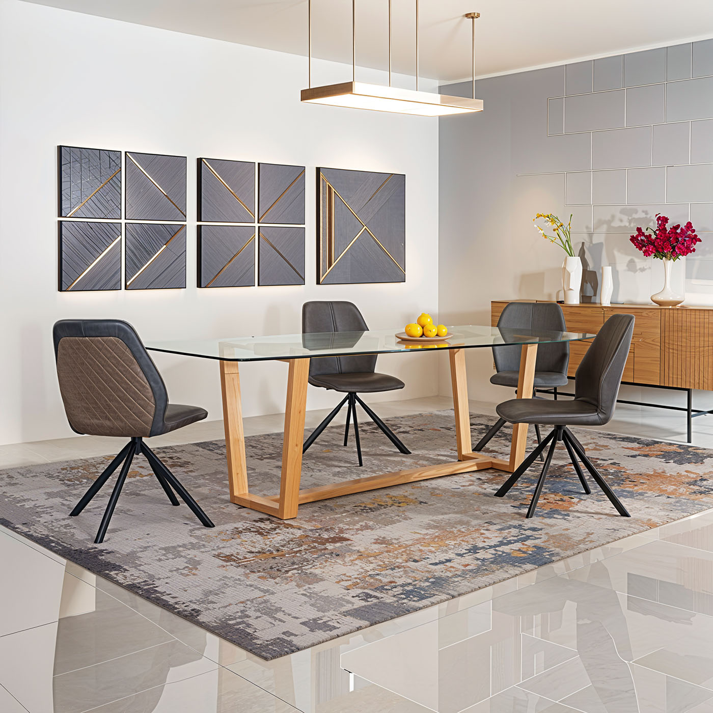 Evan Dining Table – Solid Wood Base & Glass Top - Mobelli Furniture + Living - SA Decor & Design