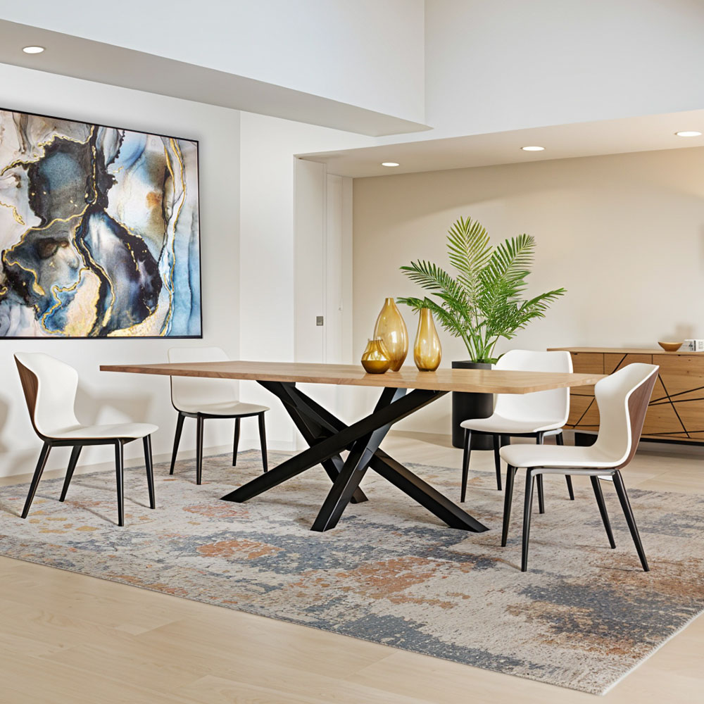 Spider Dining Table – Black & Oak Veneer Top - Mobelli Furniture ...