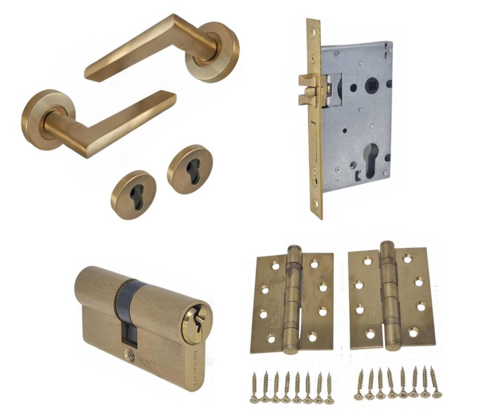 Satin Brass Door Bundle - Pello - Decor Handles - SA Decor & Design