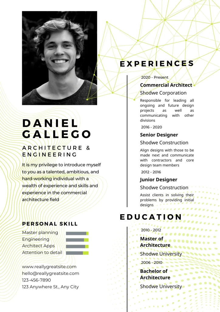 Plantilla de CV de arquitectura moderna - templatek.com Plantilla de CV de arquitectura moderna - templatek.com