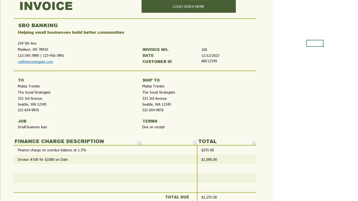 Free Excel Invoice Template