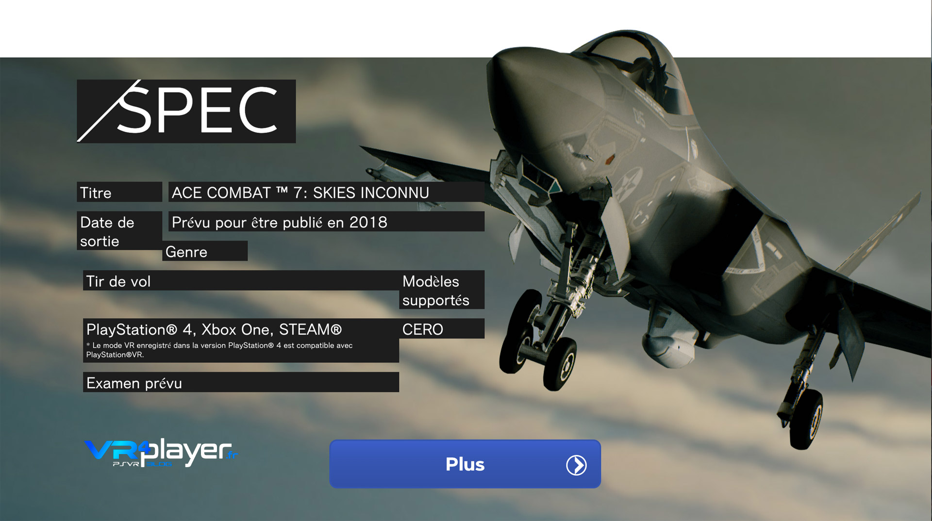 PlayStation VR : Ace Combat 7 de nouveau un report sur PSVR et PS4