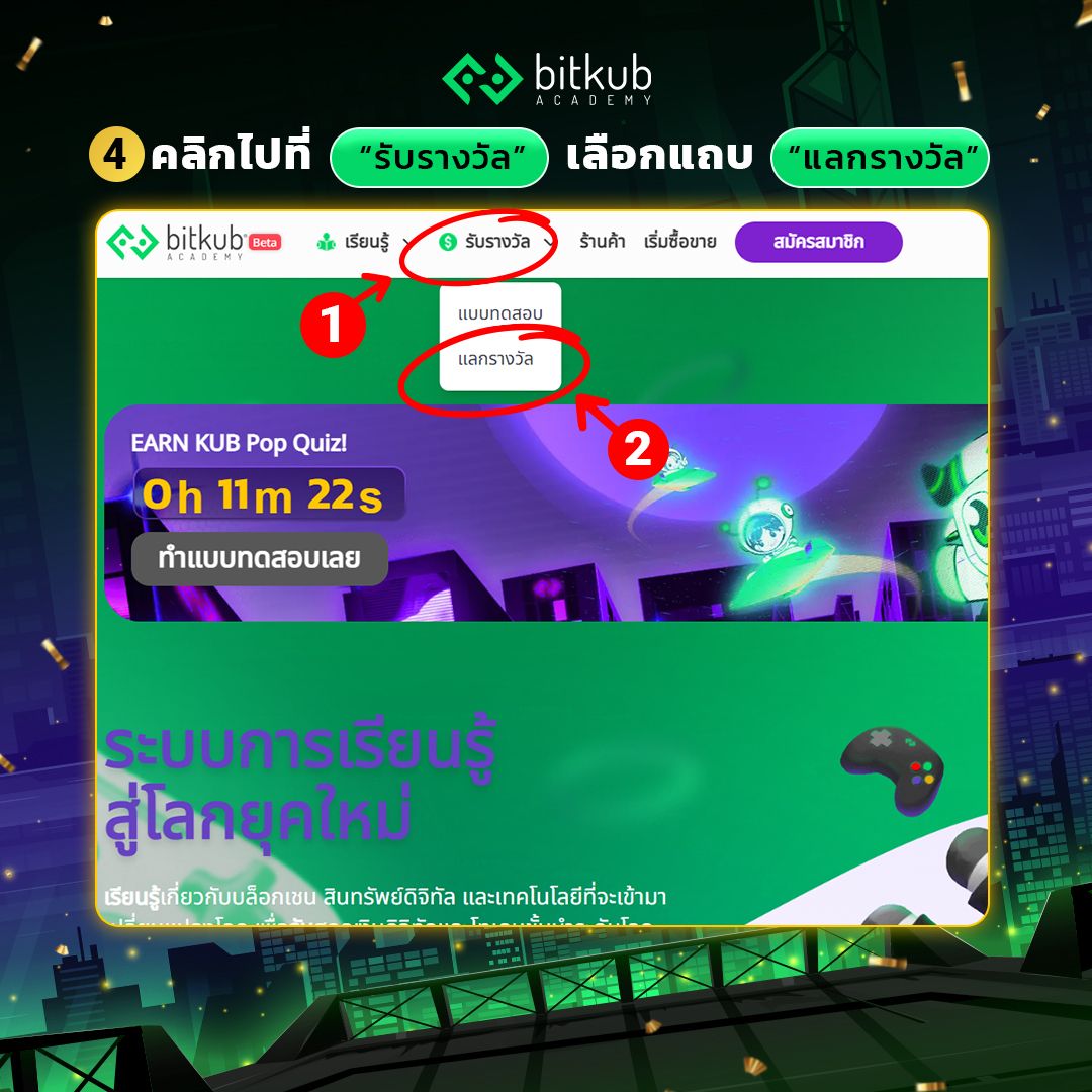 วิธีแลกรับรางวัล Learn to Earn บนเว็บไซต์ Bitkub Academy | Bitkub Academy