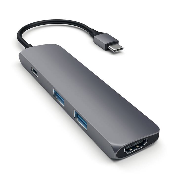 SATECHI Slim Multiport Adapter (4 Ports, HDMI, USB Type-C, USB Type-A ... SATECHI Slim Multiport Adapter (4 Ports, HDMI, USB Type-C, USB Type-A ...