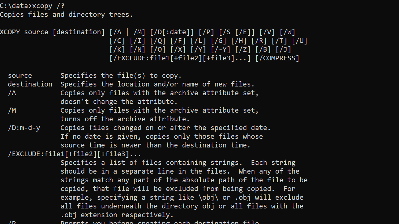 Copy Files and Folders in Windows CMD with Copy and Xcopy