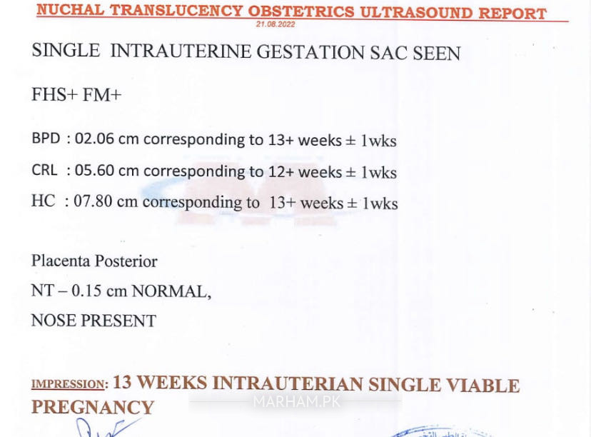Ask a Gynecologist Online for NT Scan Report