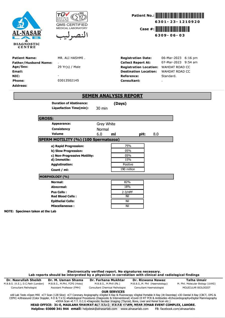 Ask a Urologist Online for Semen Analysis Report Checking