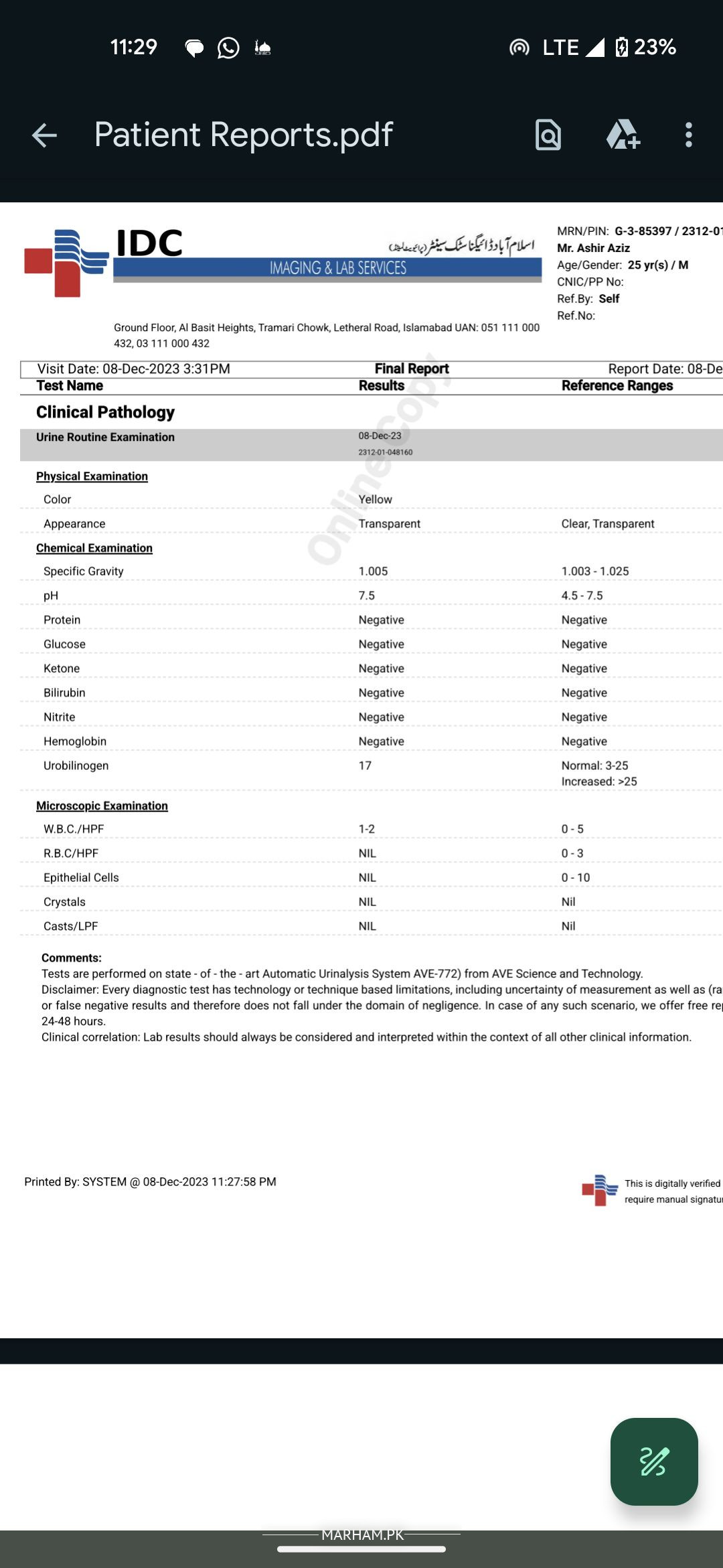 Ask a Urologist Online for Unrine Routine Analysis