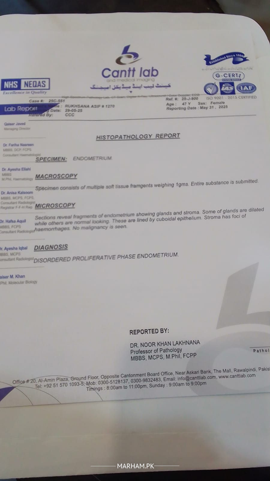 Ask a Gynecologist Online for HISTOPATHOLOGY Report