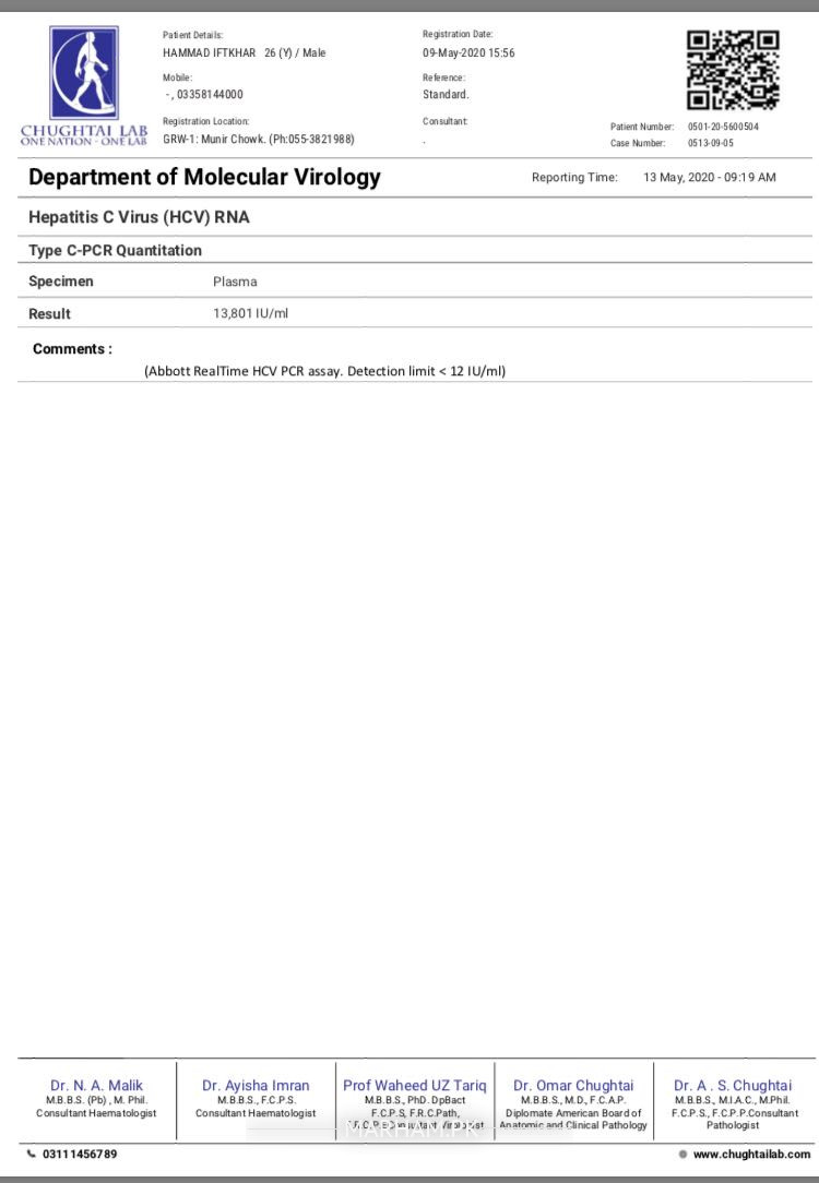 Ask a Gastroenterologist Online for Hepatitis C RNA Test Reports Analysis