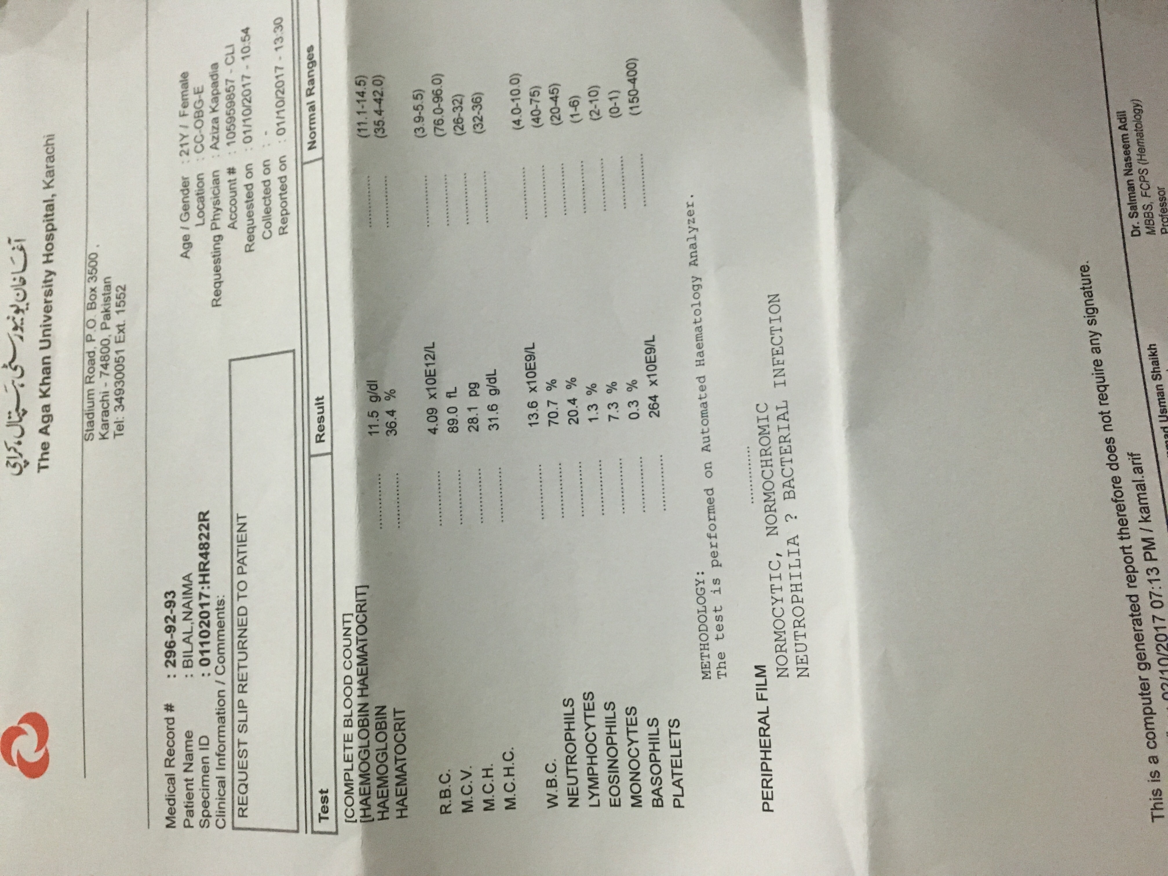 Ask a Radiologist Online for Cbc Report
