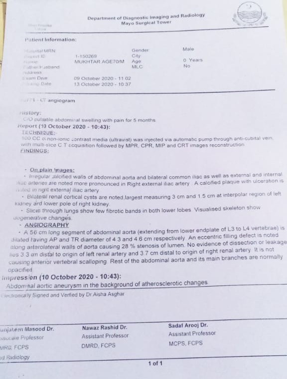 Ask a General Physician Online for CT Angiography Report