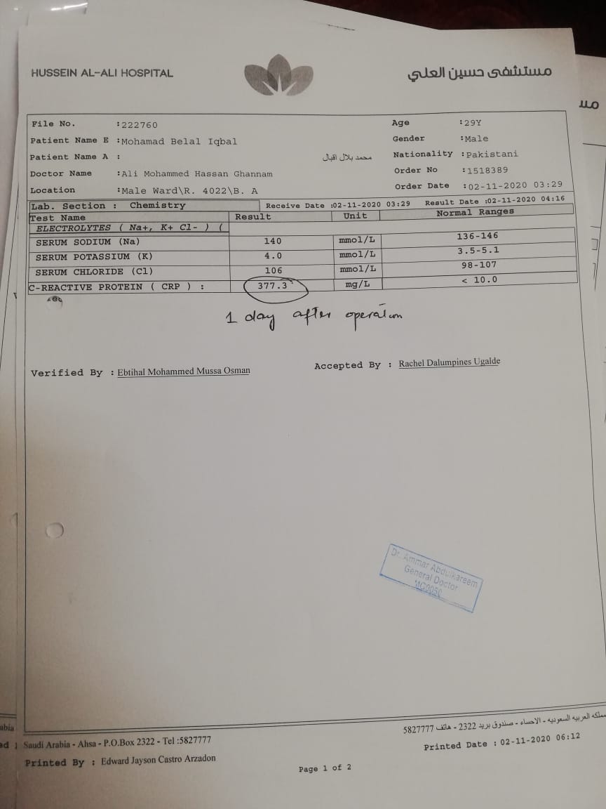 Ask a Urologist Online for Infection After Appendix Surgery