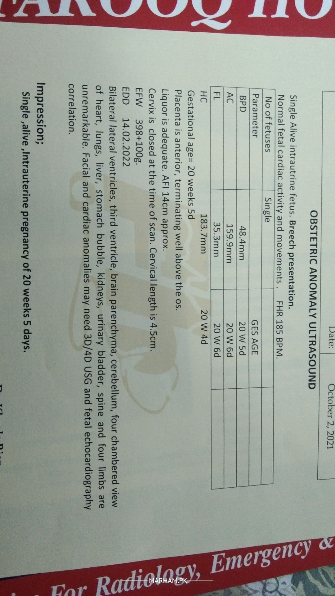 Ask a Radiologist Online for Anomaly Scan