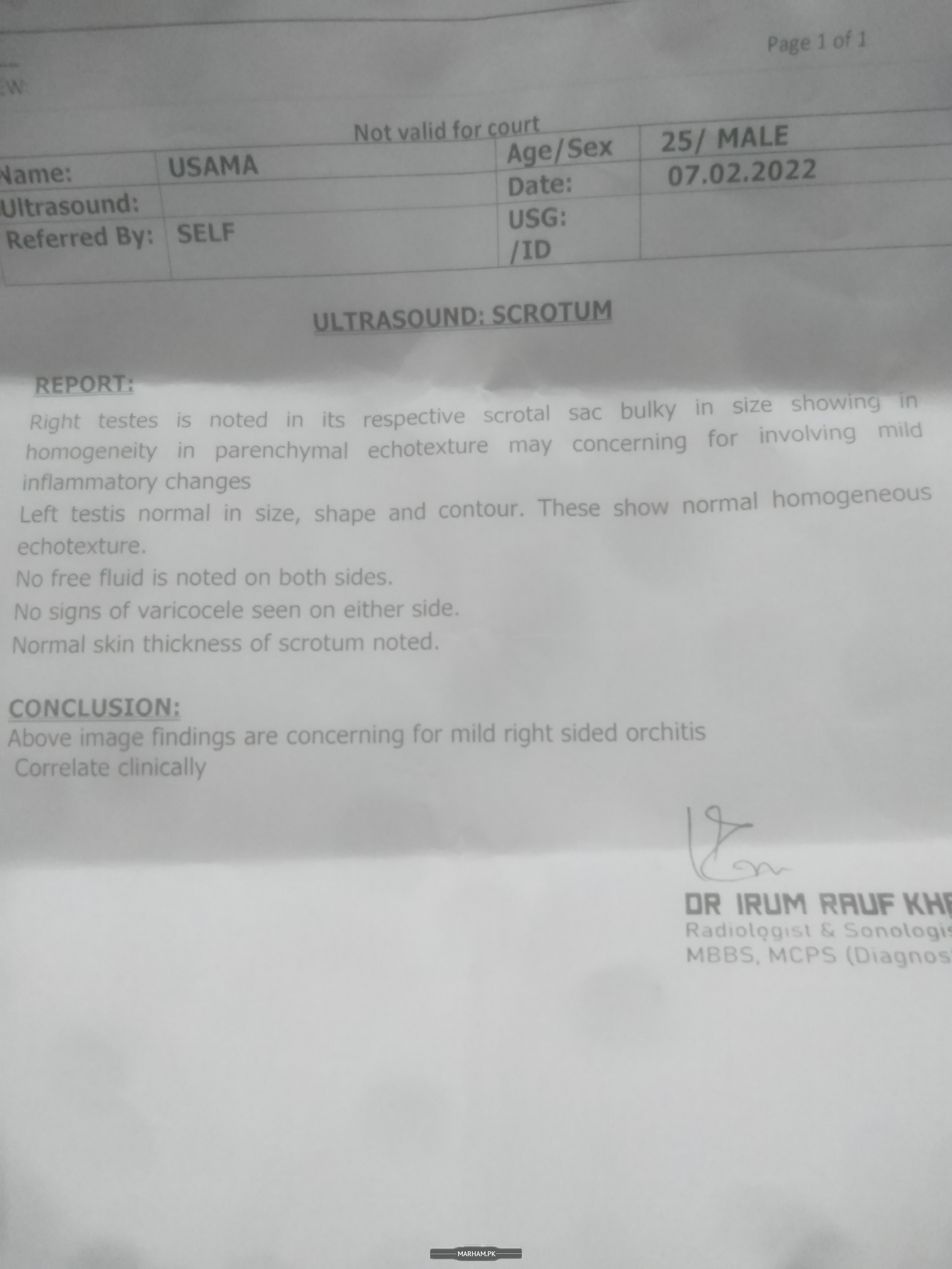 Ask a Gynecologist Online for Scrotal Pain Query